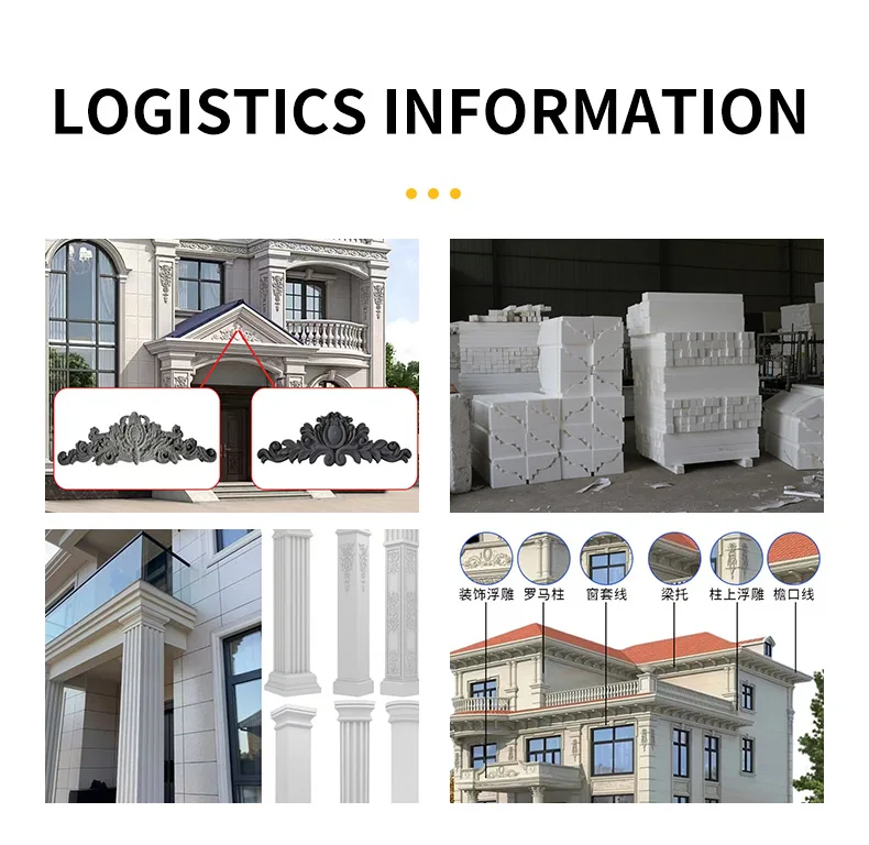 Modern EPS Exterior Wall Decorative Relief Murals Wall Decoration Lines ...