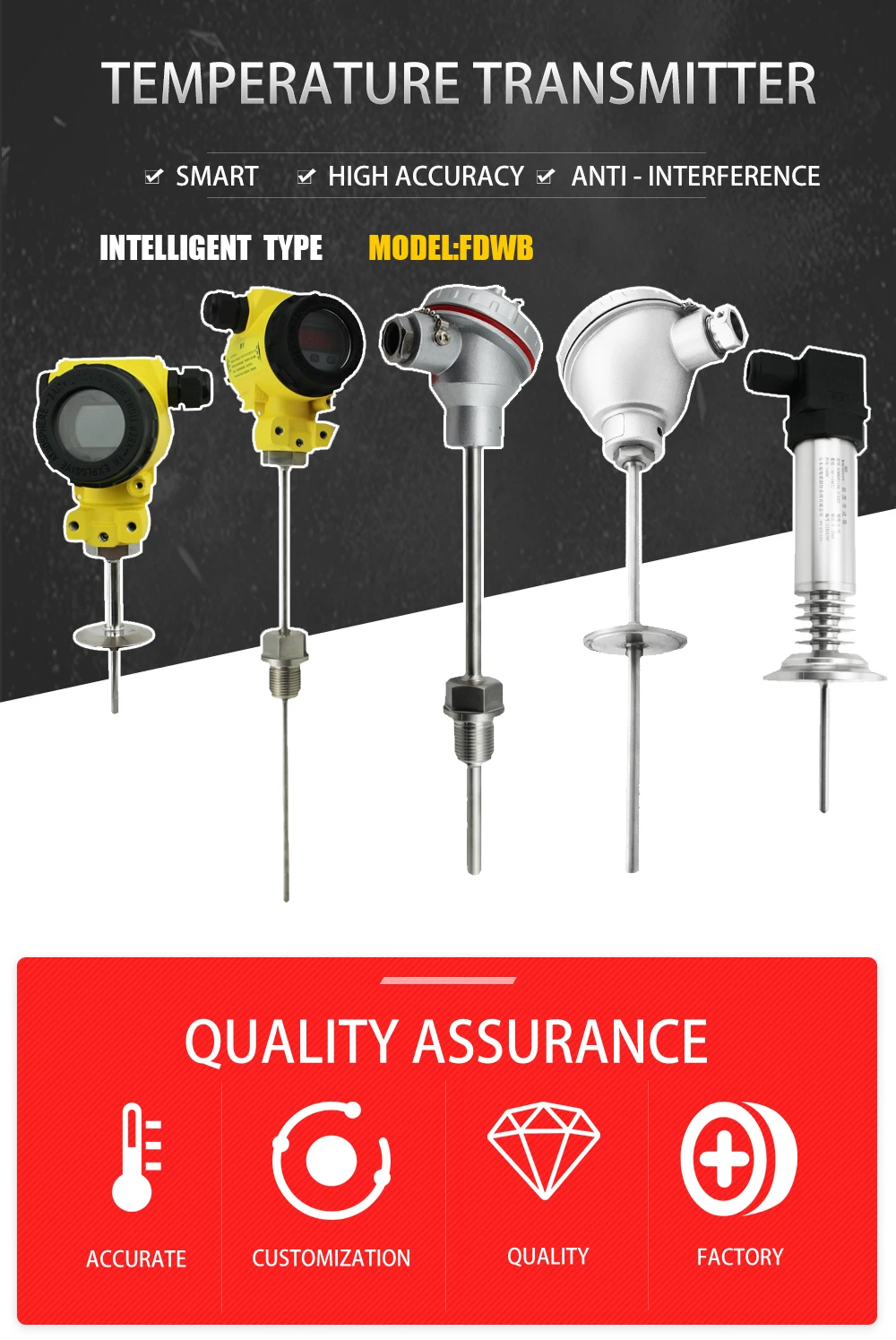 PT100 to 4-20ma HART Display Temperature Transmitter for Water