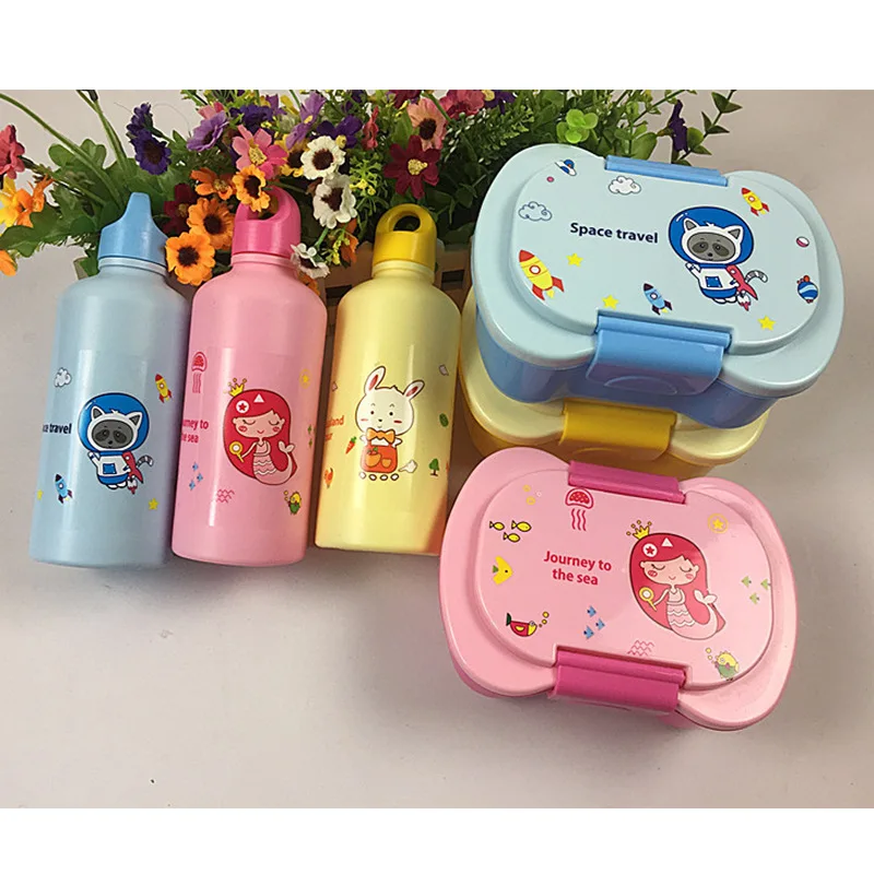 Insulated Lunch Box with Double Water Bottles - Perfect for School & Office
