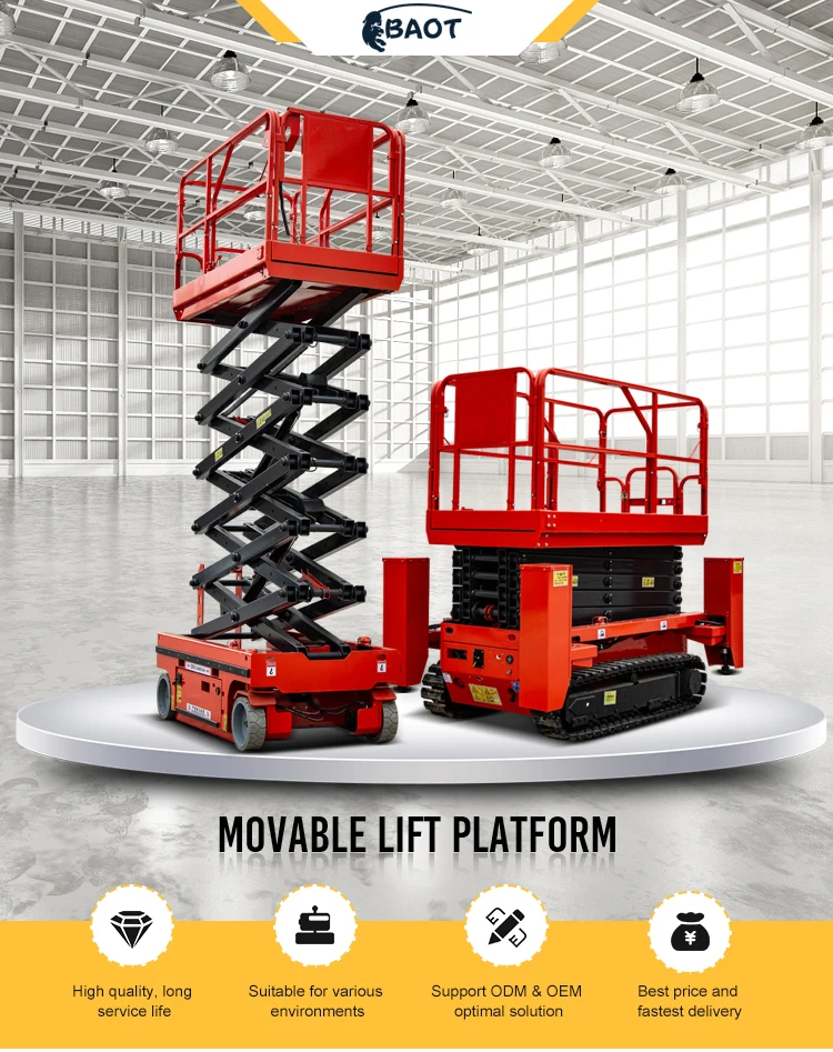 6meter Hydraulic Aerial Work Drive Motor Mobile Self Prolled Scissor ...