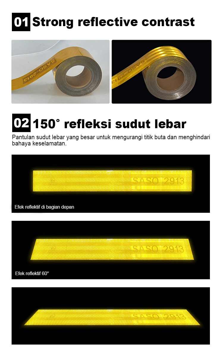 Mancai 3 Inch Saso Reflective Tapes Gold Yellow Color Saso 2913 Reflective Sticker Tape - Buy 3 ...
