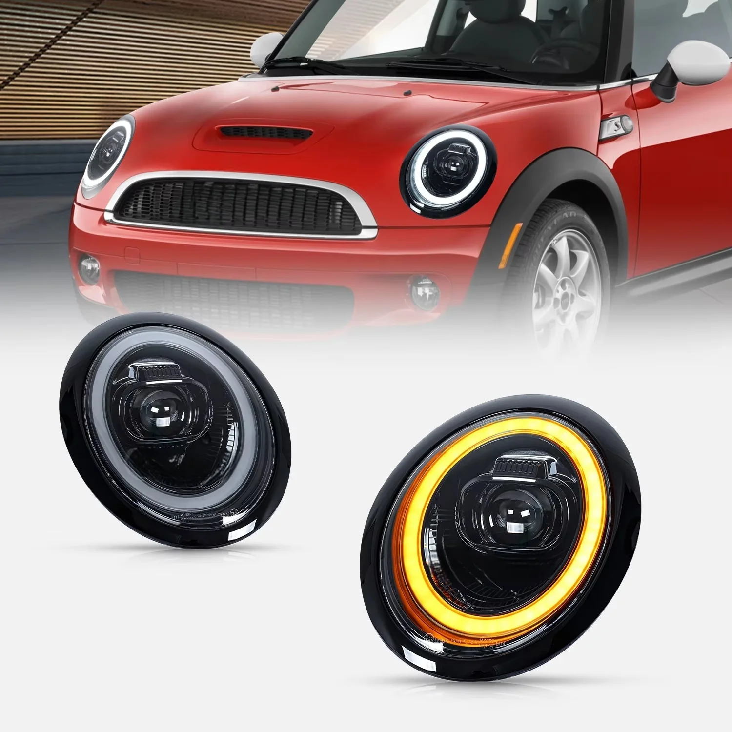 LED Headlight Upgrade Modified Full Head Lamp Compatible for BMW Mini ...