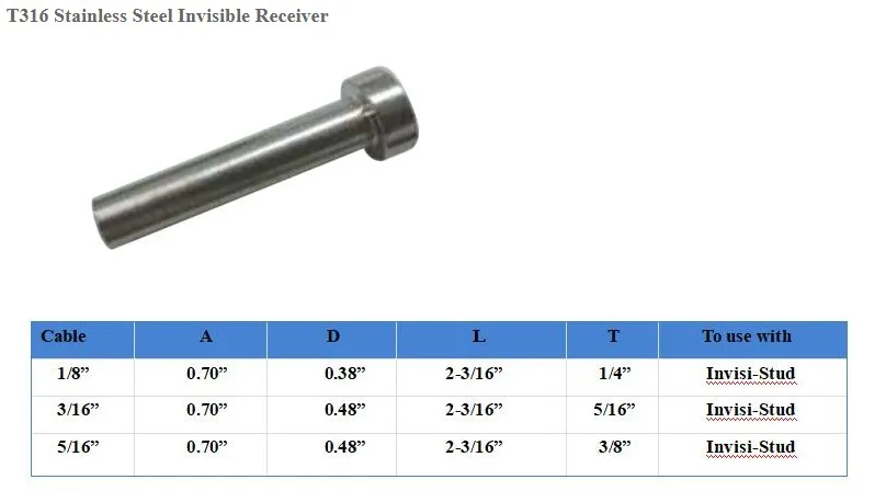 Stainless Steel 316 Cable Railing Hardware Kit 1/8" Invisible Stud ...