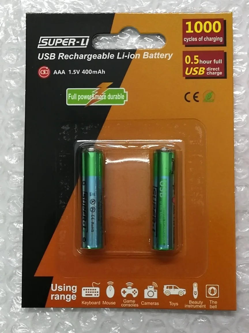 Reused Aa 1.5v 400mah Usb Rechargeable Lithium Battery Aaa Batteries ...