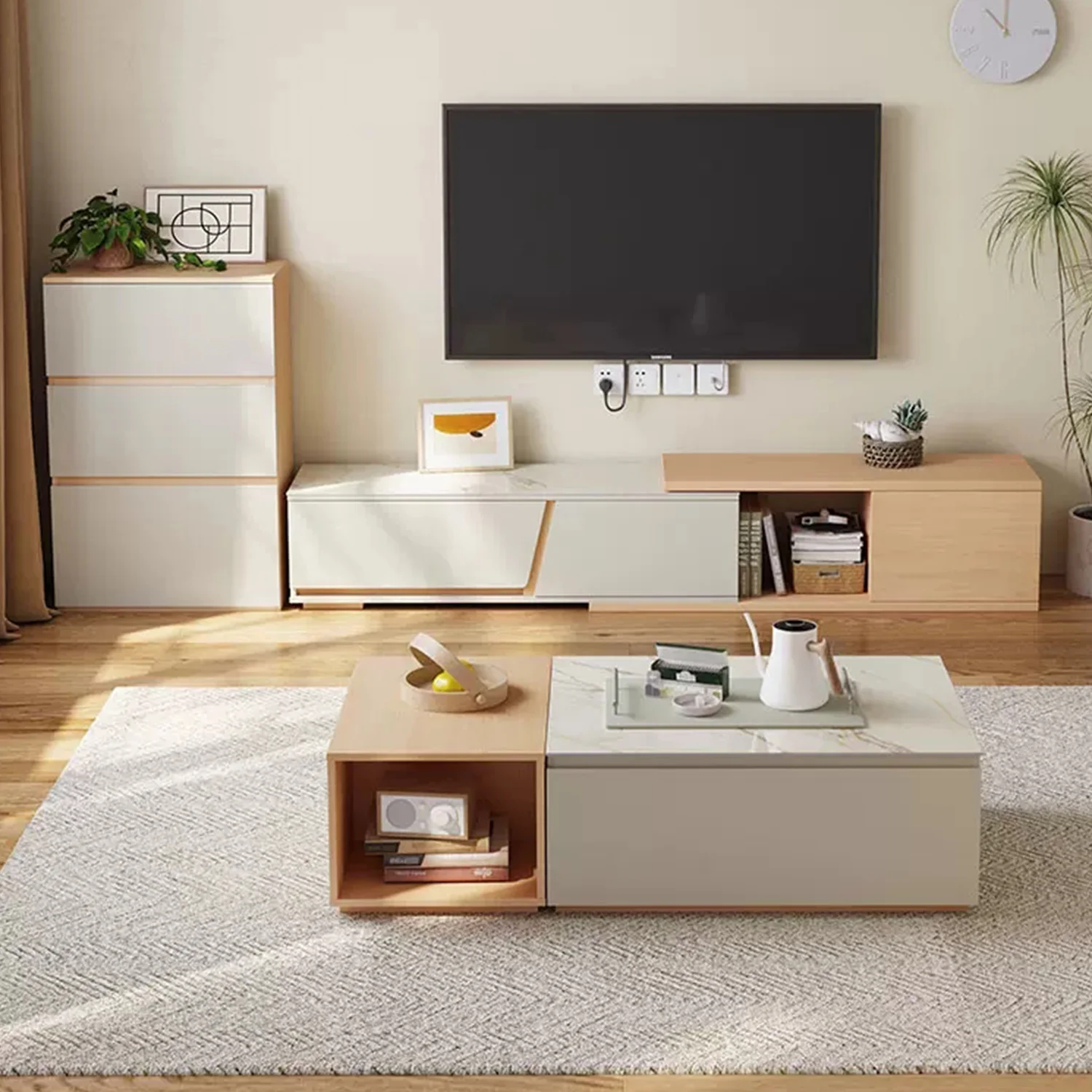 Mdp Table Set Television Classic Design Furniture Set Wall Luxury Media ...