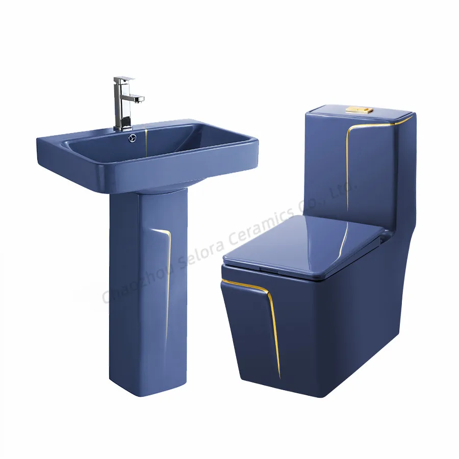 Modern Bathroom Grey square Sanitary Ware Suite Wc One Piece Ceramic ...
