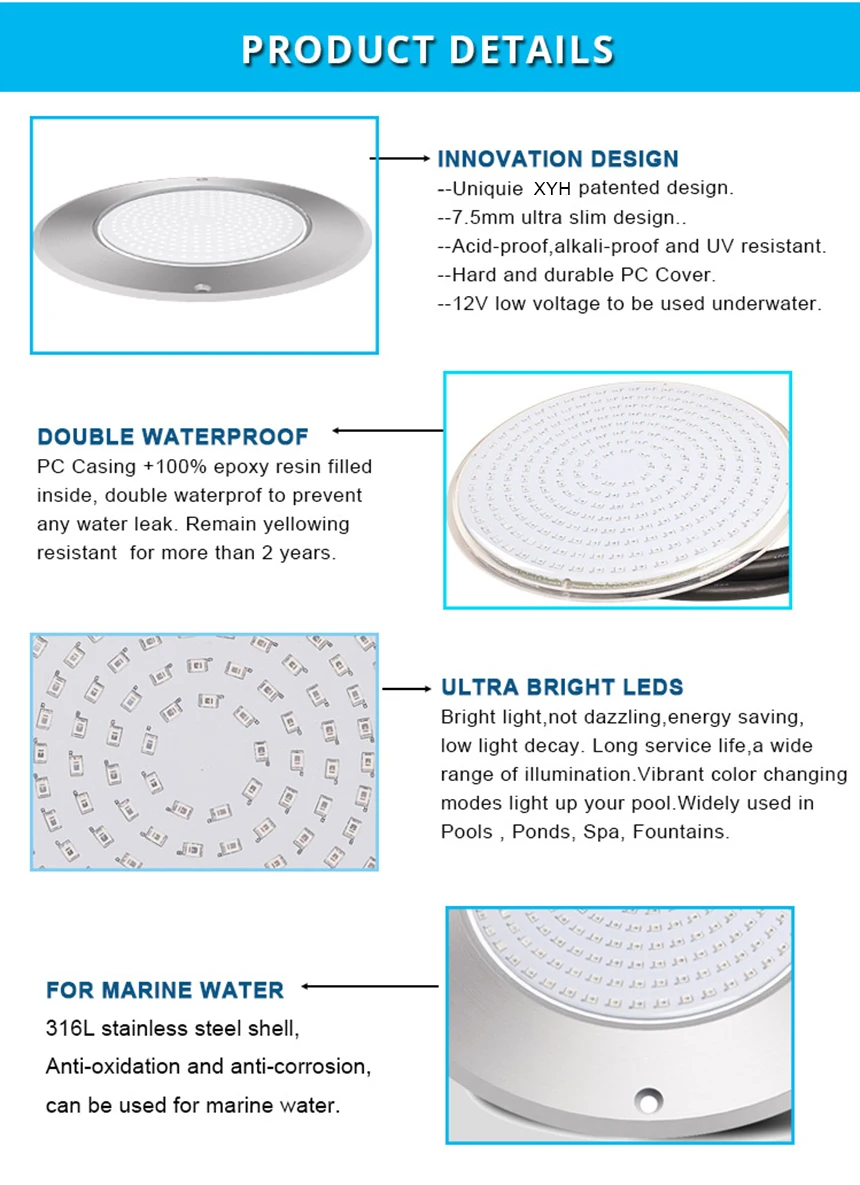 Ac12v Ip68 Rgbw Wireless Wifi Control 7.5mm 316 Stainless Steel Led ...