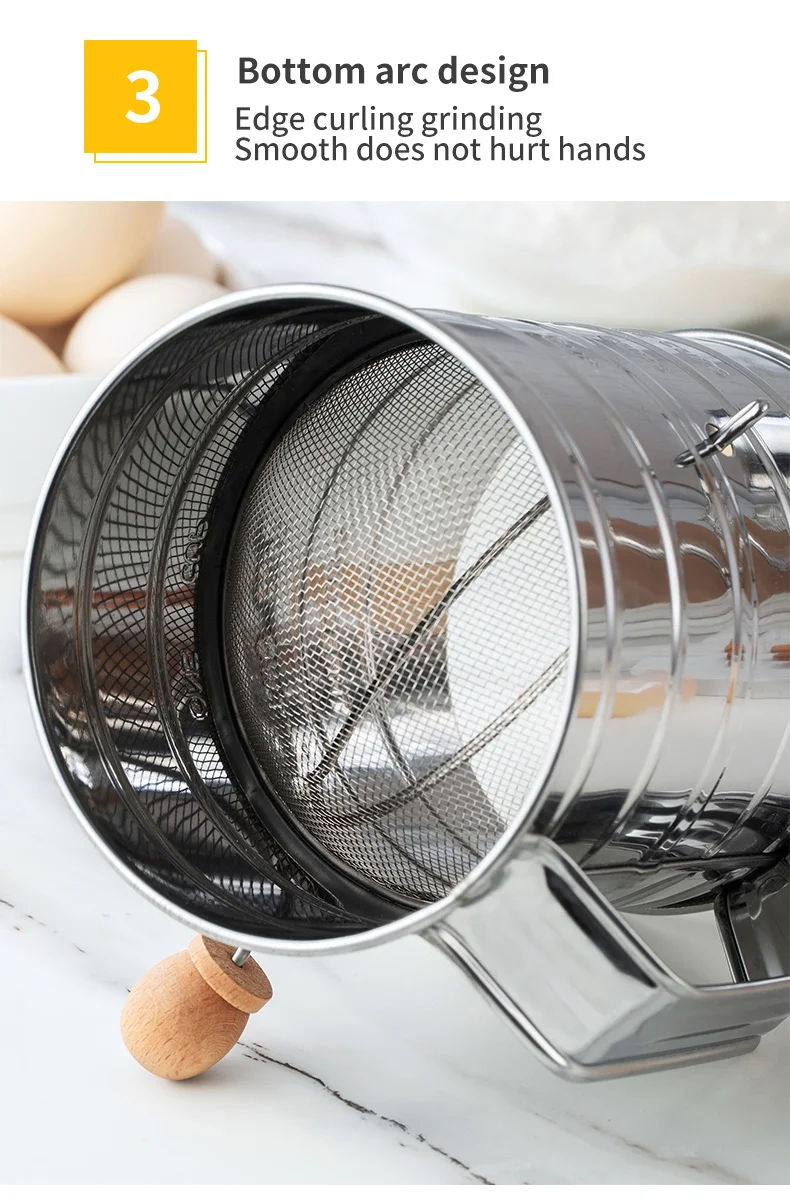 Stainless Steel Flour Sieve With Scale Hand Pressure Filter Flour Sieve ...