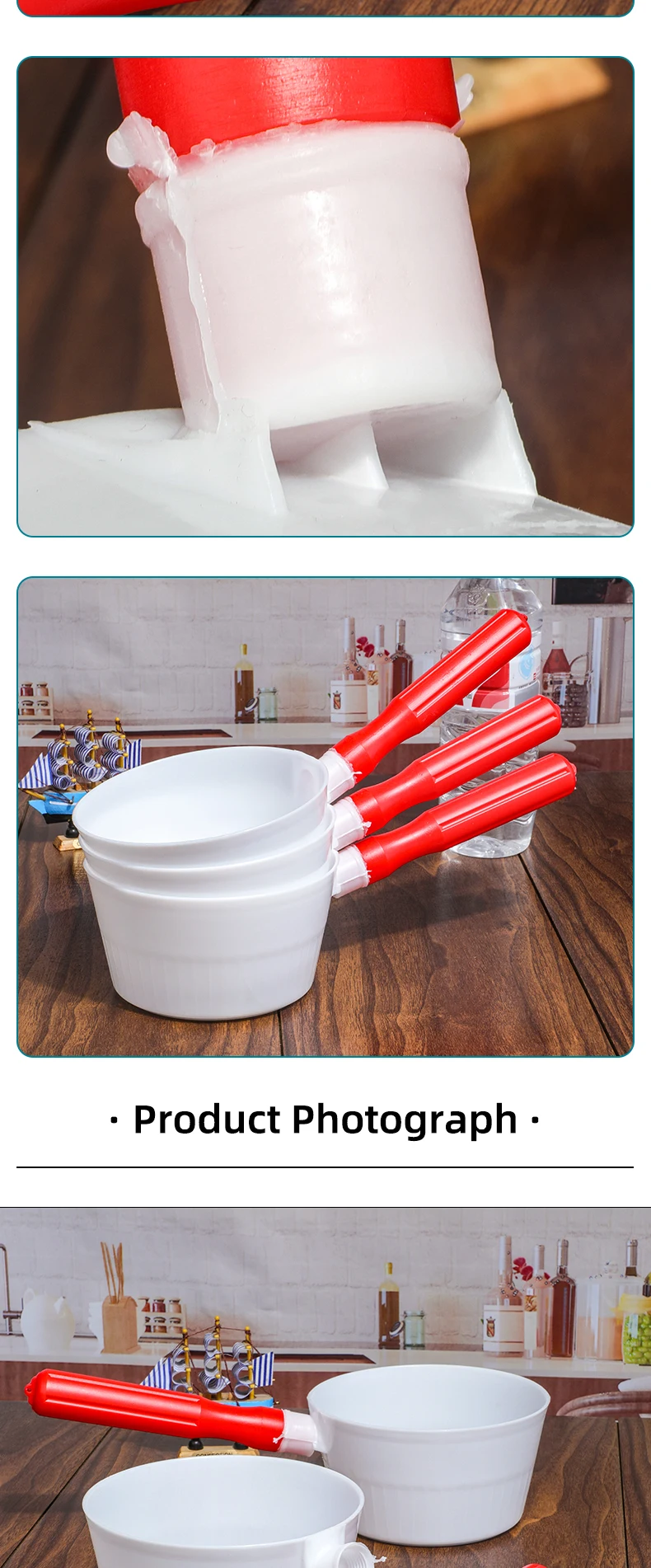 White Circular Plastic Water Spoon,Detachable Threaded Spoon Handle ...