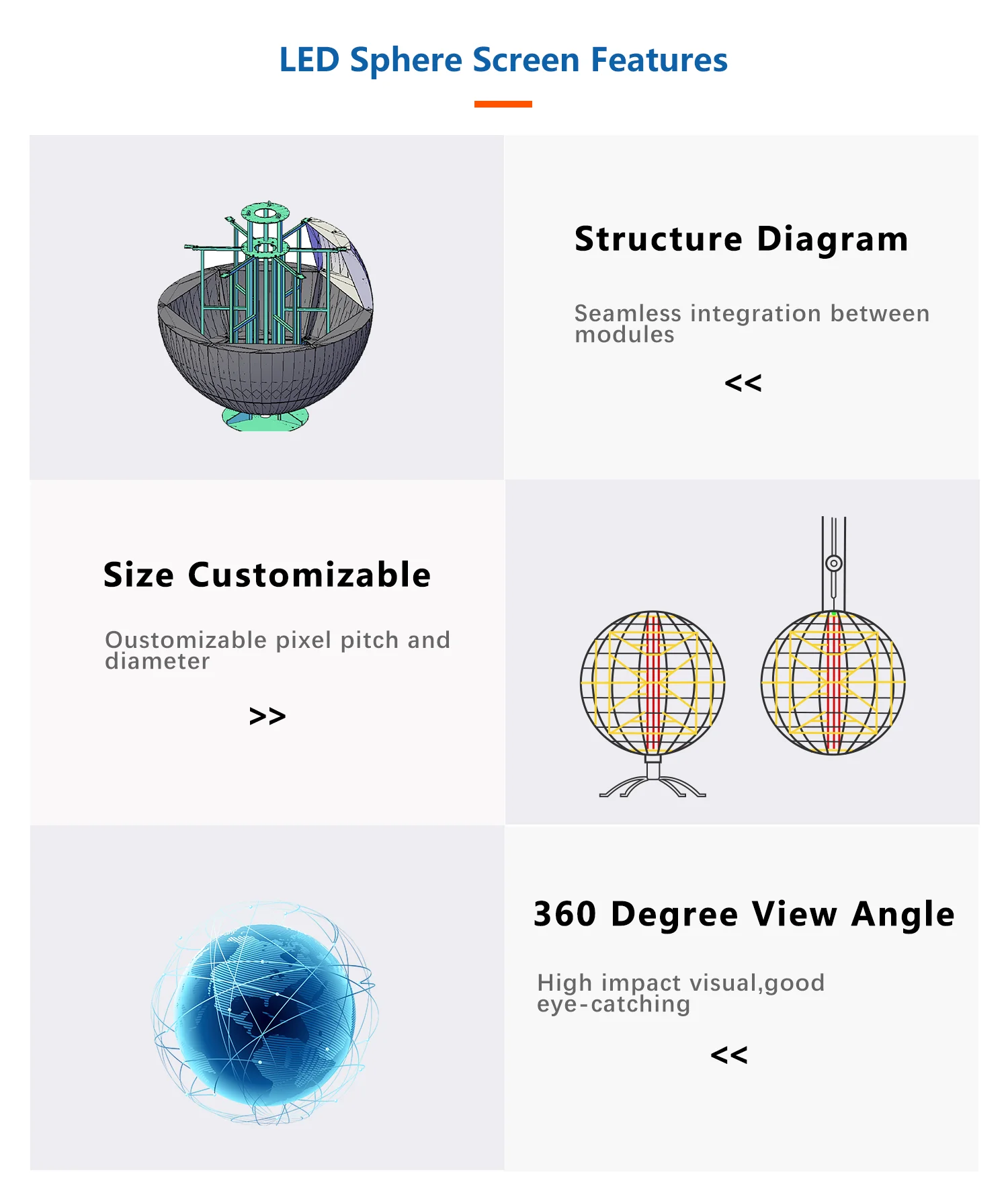 LED Spherical Screens - Customizable Display Solutions