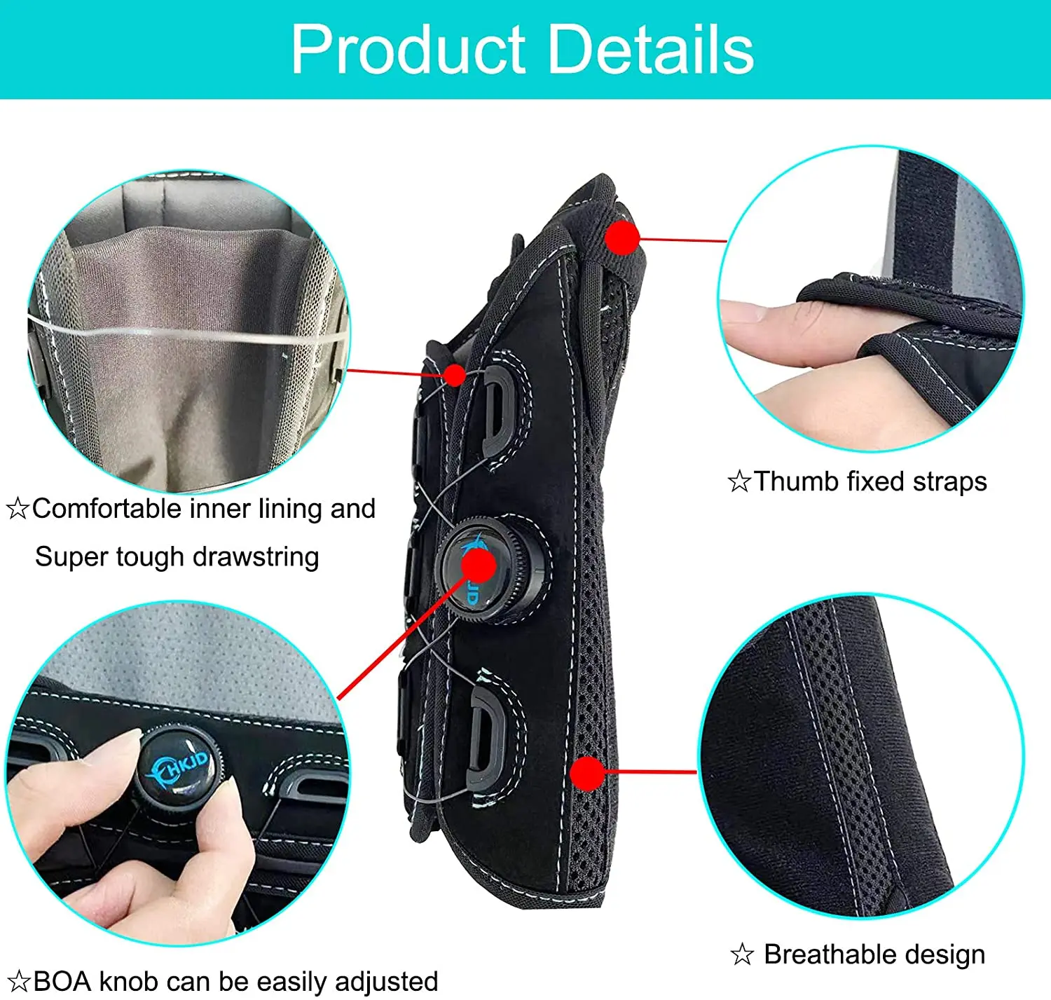 HKJD Adjustable Medical Hand Thumb Wrist Brace Support Splint Rotary ...