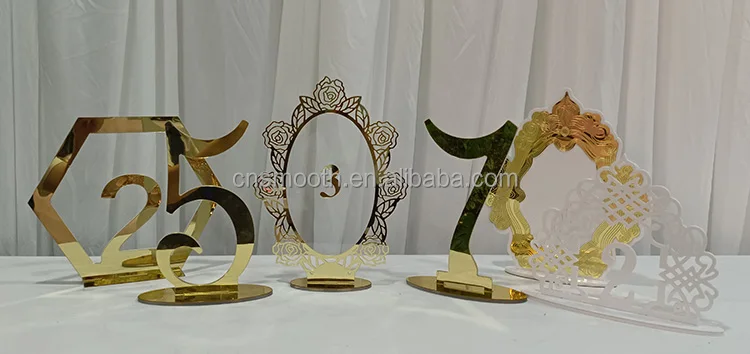 Customized Gold Acrylic Table Number Wedding Signage Table Stand ...