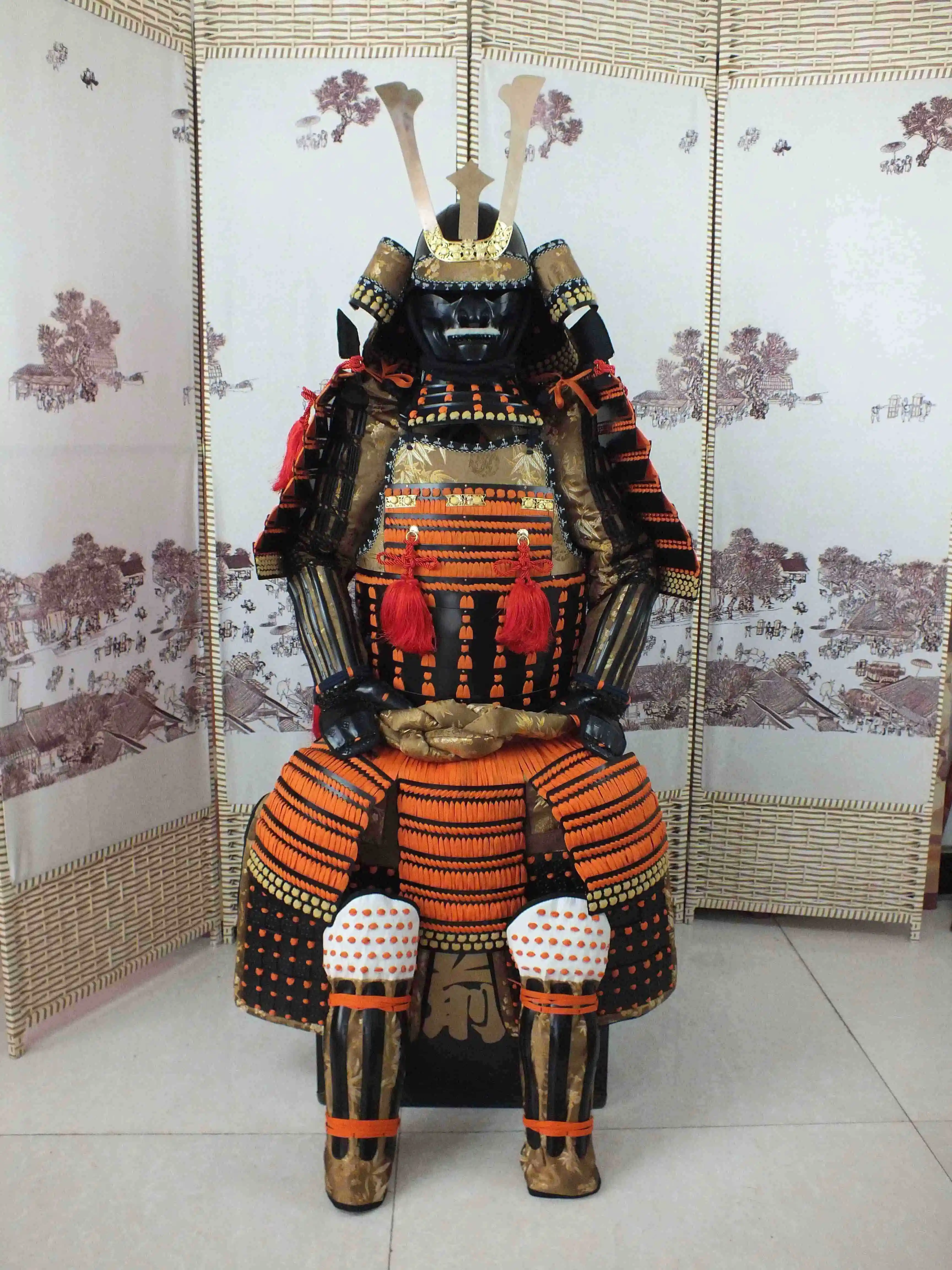 Medieval Japanese Samurai Half Costume with Viking Helmet