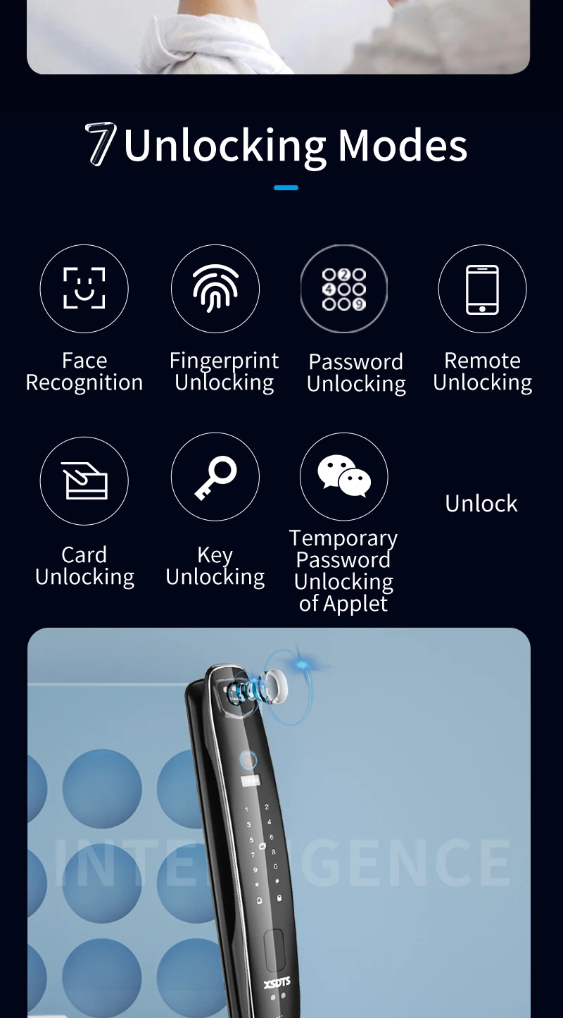 XSDTS CS7 Tuya Digital Smart Door Lock - 3D Face Recognition