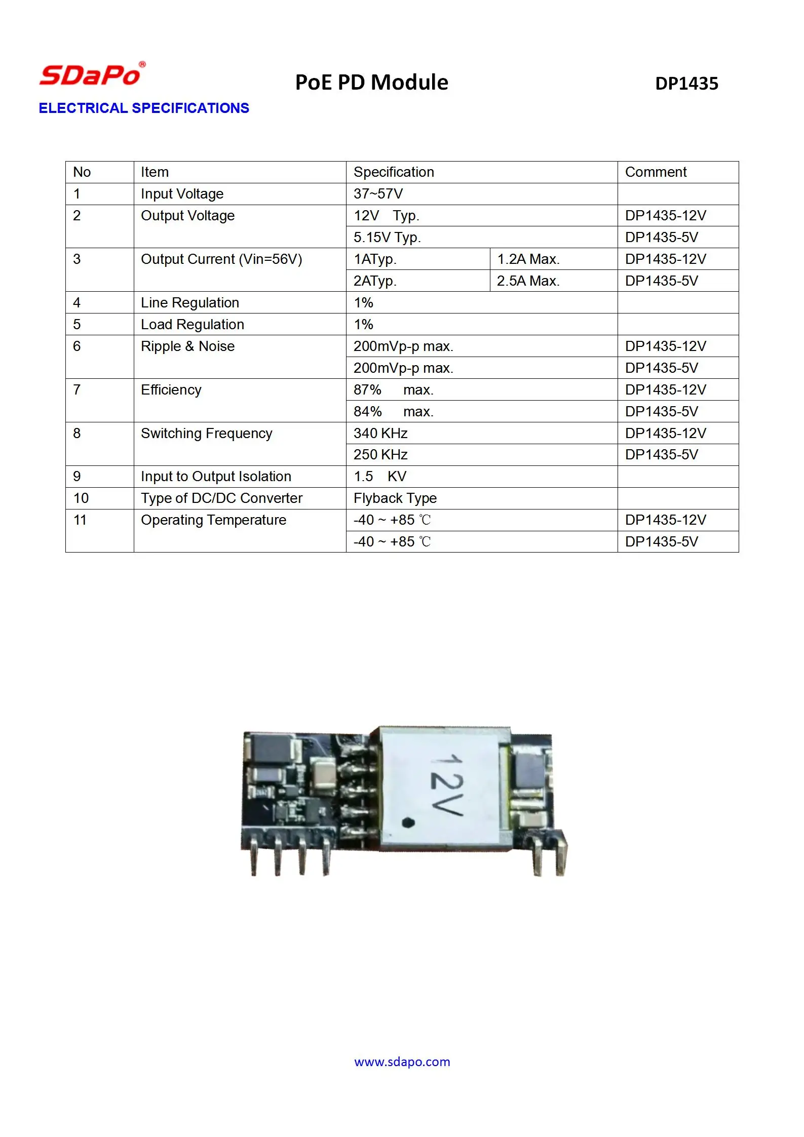 Poe Modulepoe Boardlow Transformer Version Sdapo Dp1435-12v Low ...