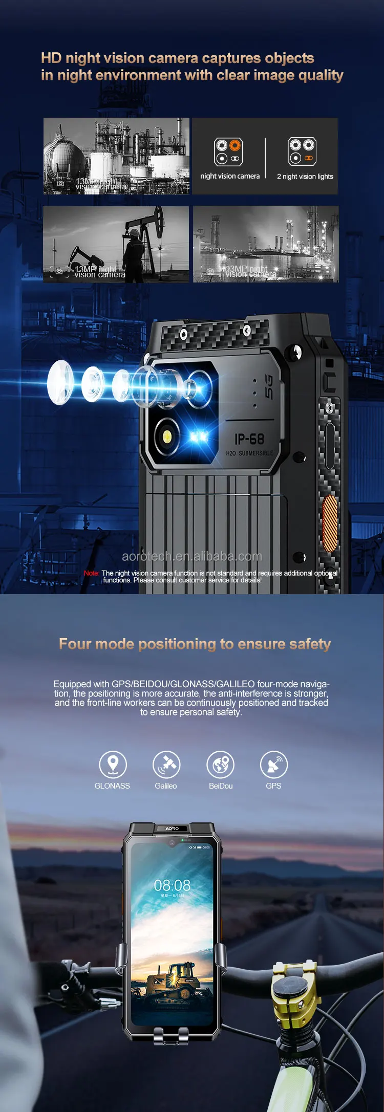 AORO M8 IP68 Waterproof Smartphone with DMR+RTK Walkie-talkie