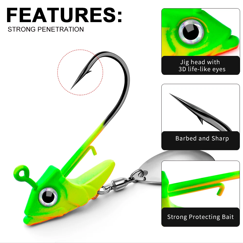 Fish Jig Head Fishing Hook With Spoons 30g 35g 45g Offset Sinker Worm ...