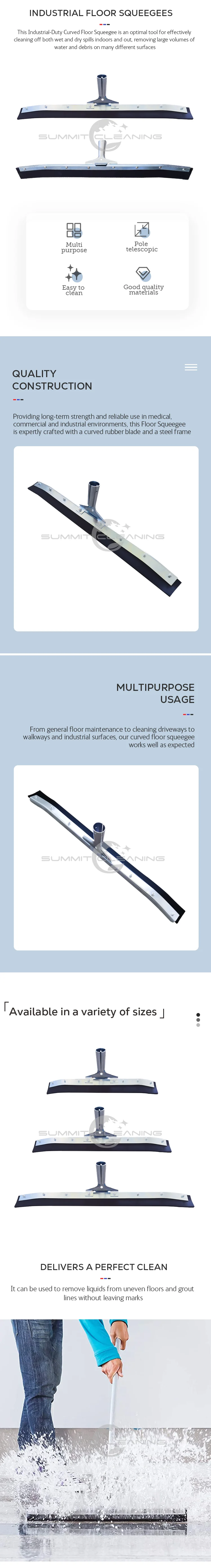 Professional Wide Foam Rubber Blade Curved Floor Squeegee With Metal ...