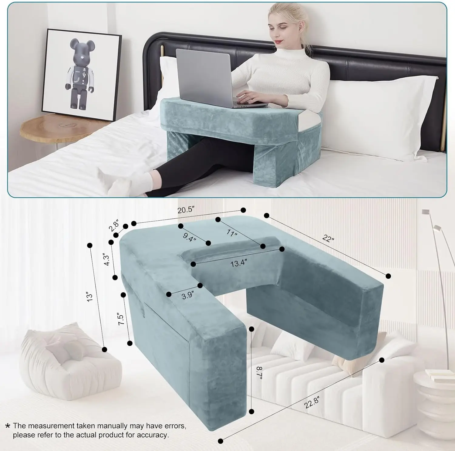 Adult Soft Reading Pillow Memory Foam Lap Desk Pillow with Removable ...