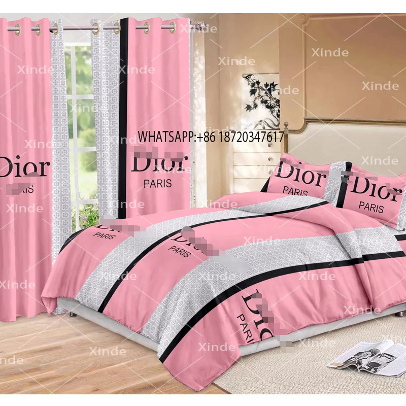 Customized 6 Pieces Designer Bedding Set With Matching Curtains King ...