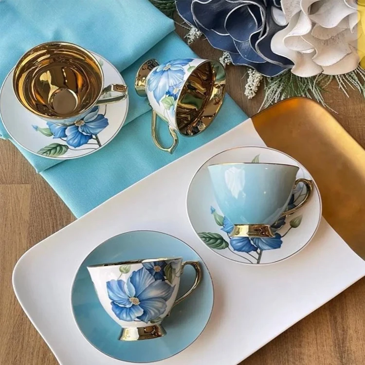 Modern Large Tea Cup and Saucer Sets Ceramic Porcelain Bone China ...
