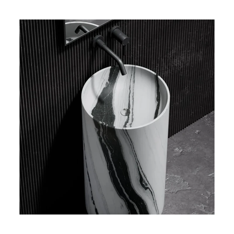 Natural Stone Panda White And Black Vein Marble Pedestal Sinks - Buy ...