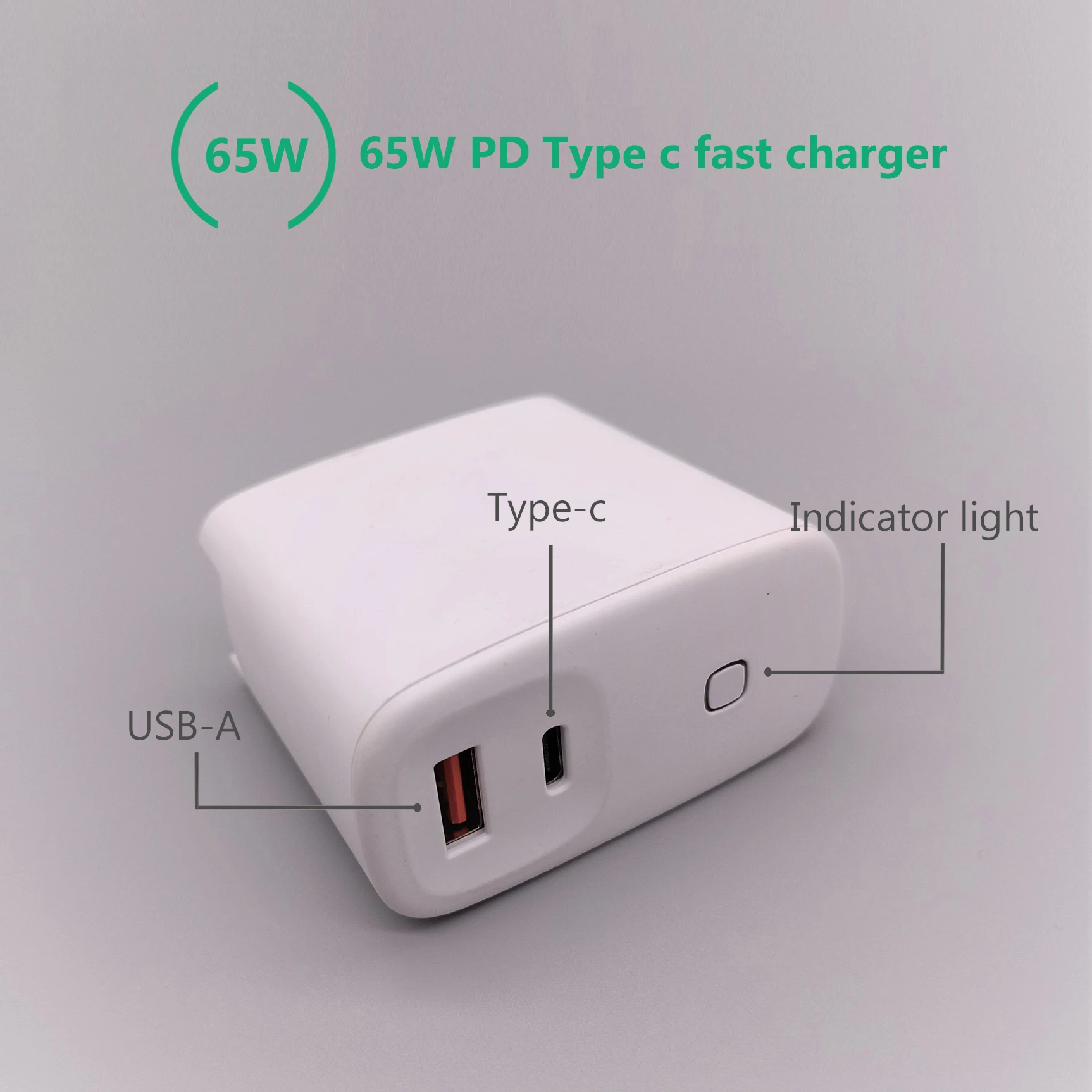 Pd 65w Type C Fast Charger 2 In 1 Usb A Type C Dual Port Wall Charger ...