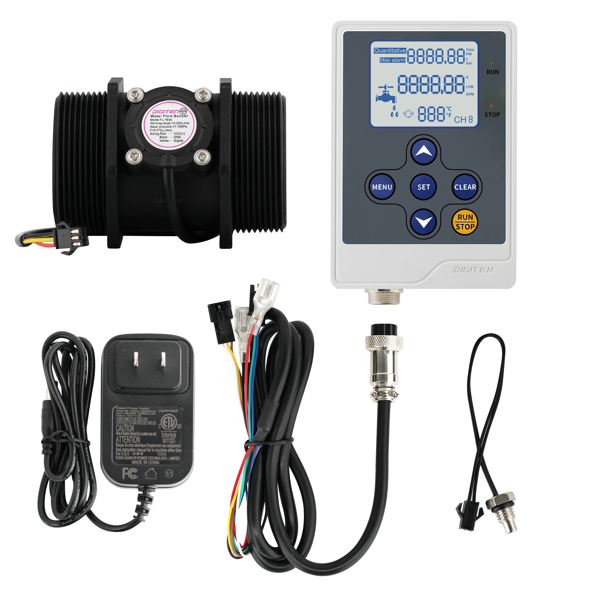 Digiten Water Flow Controller+g2" Flow Sensor Flowmeter+12v Power - Buy ...