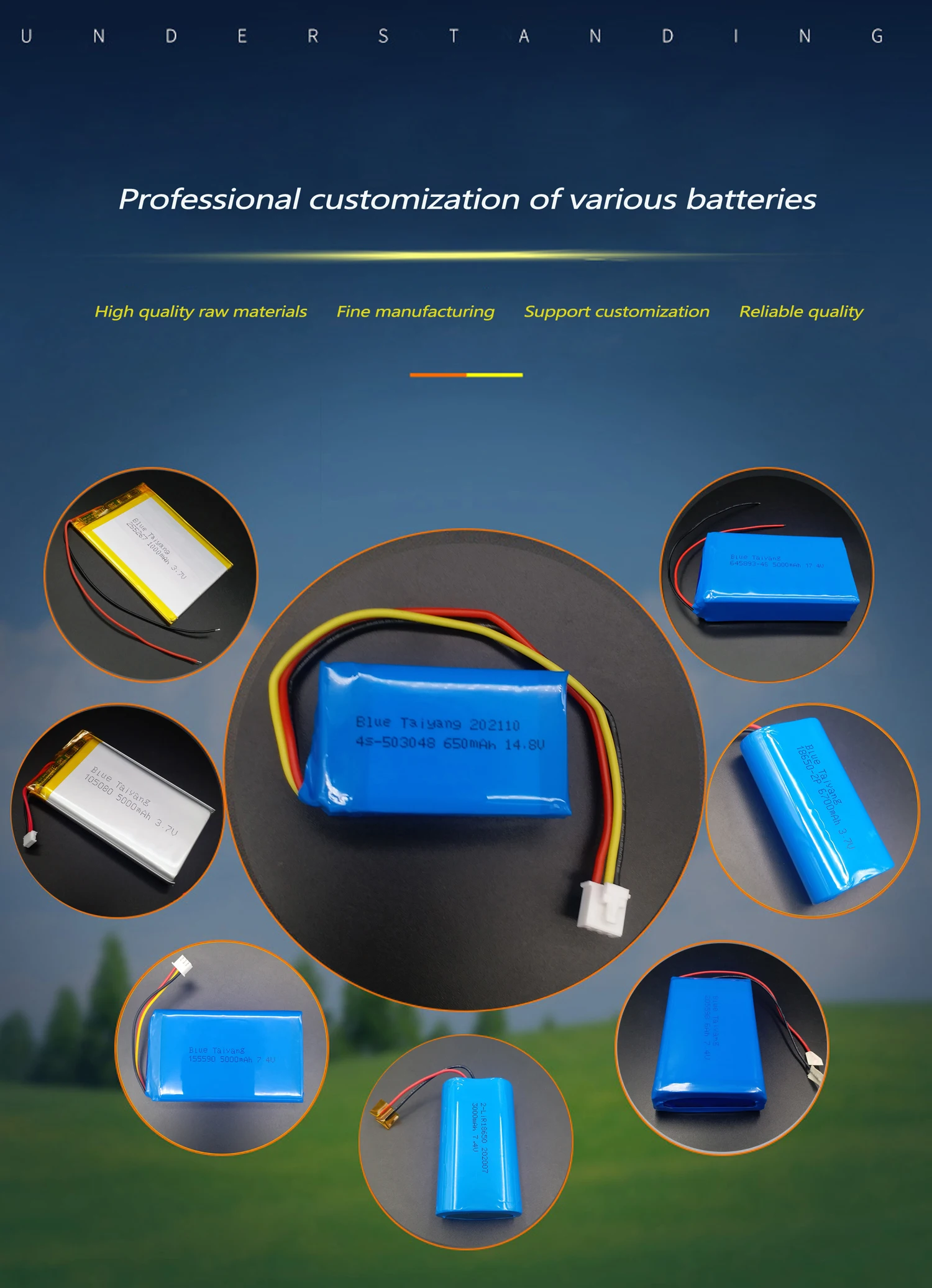 Blue Taiyang Rechargeable Batteries 650mah Battery Pack 14.8v 650mah ...