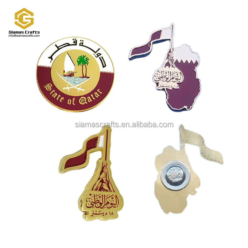 Custom Enamel Metal Magnetic Qatar Logo Flag Lapel Pin Badge