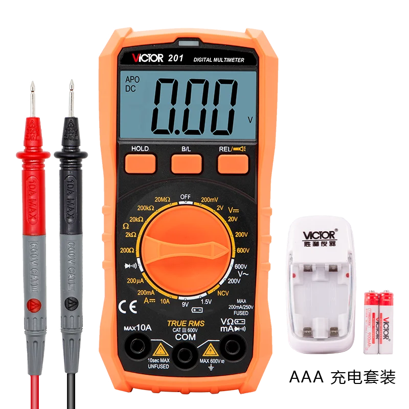 Victor 201 Portable 1999 Lcd Display Hand Held Mini True Rms Multimeter ...