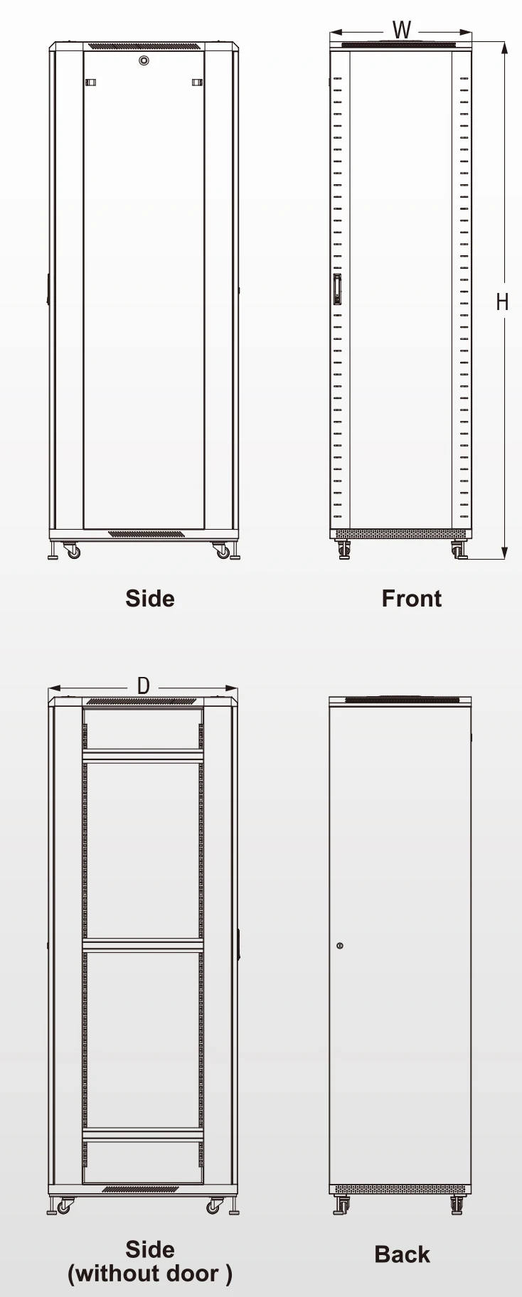 Server Rack 6u 9u 12u 15u 18u 22u 27u 32u 37u 42u 47u 19" Cabinet