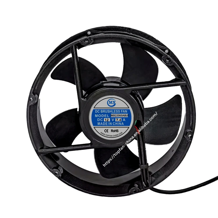 Exhaust Fans High Airflow High Speed Dc Brushless Motor 48v 220mm Round ...