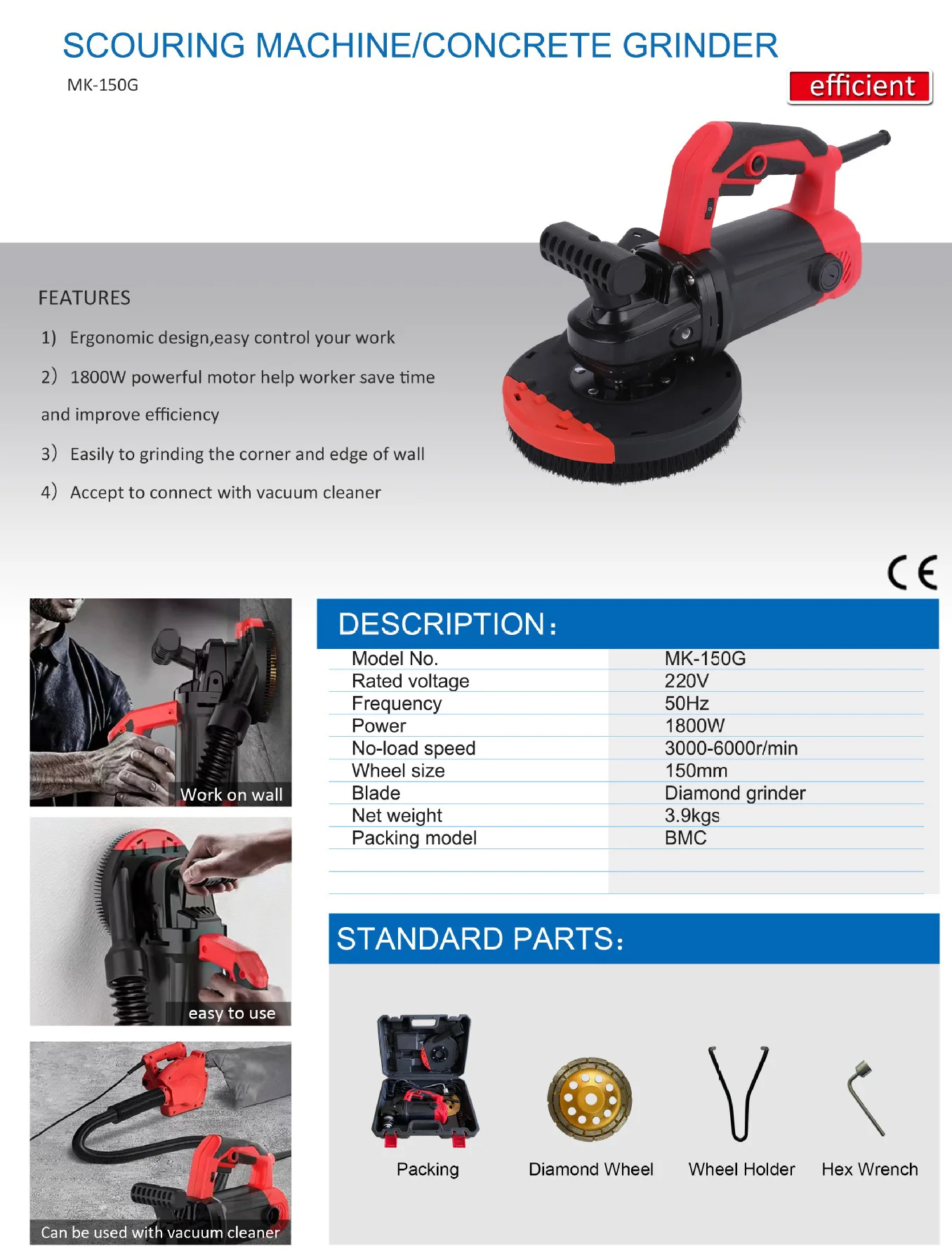 220v Electric Wall Planer Grinding Repaint Rough Concrete Polish ...