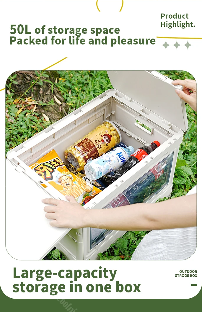 50l Large Capacity Folding Plastic Collapsible Stackable Portable ...