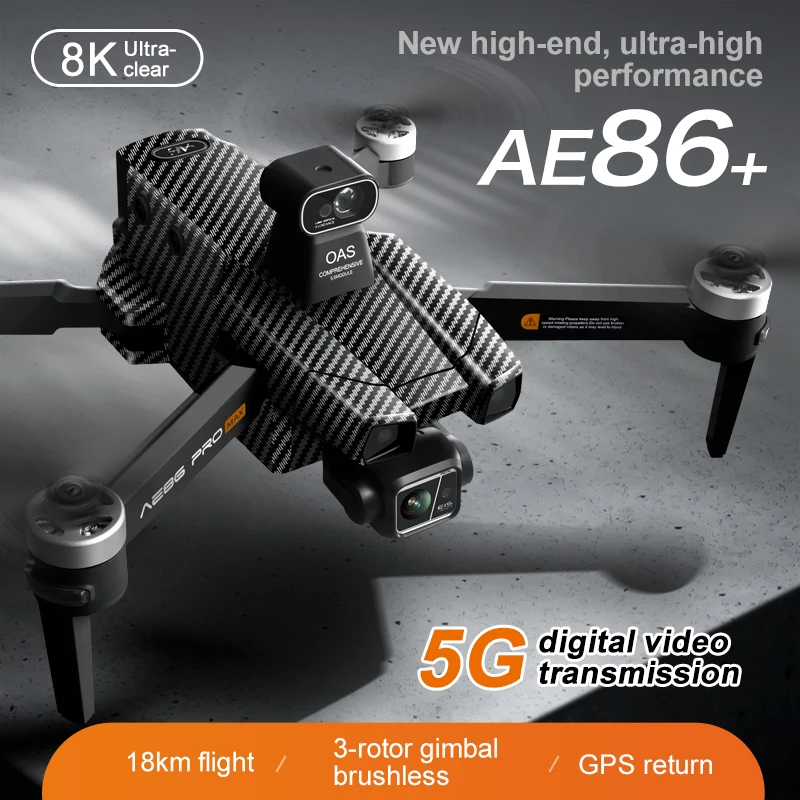 AE86 PRO Max Plus Drone - 4K HD, Anti-Shake, Obstacle Avoidance