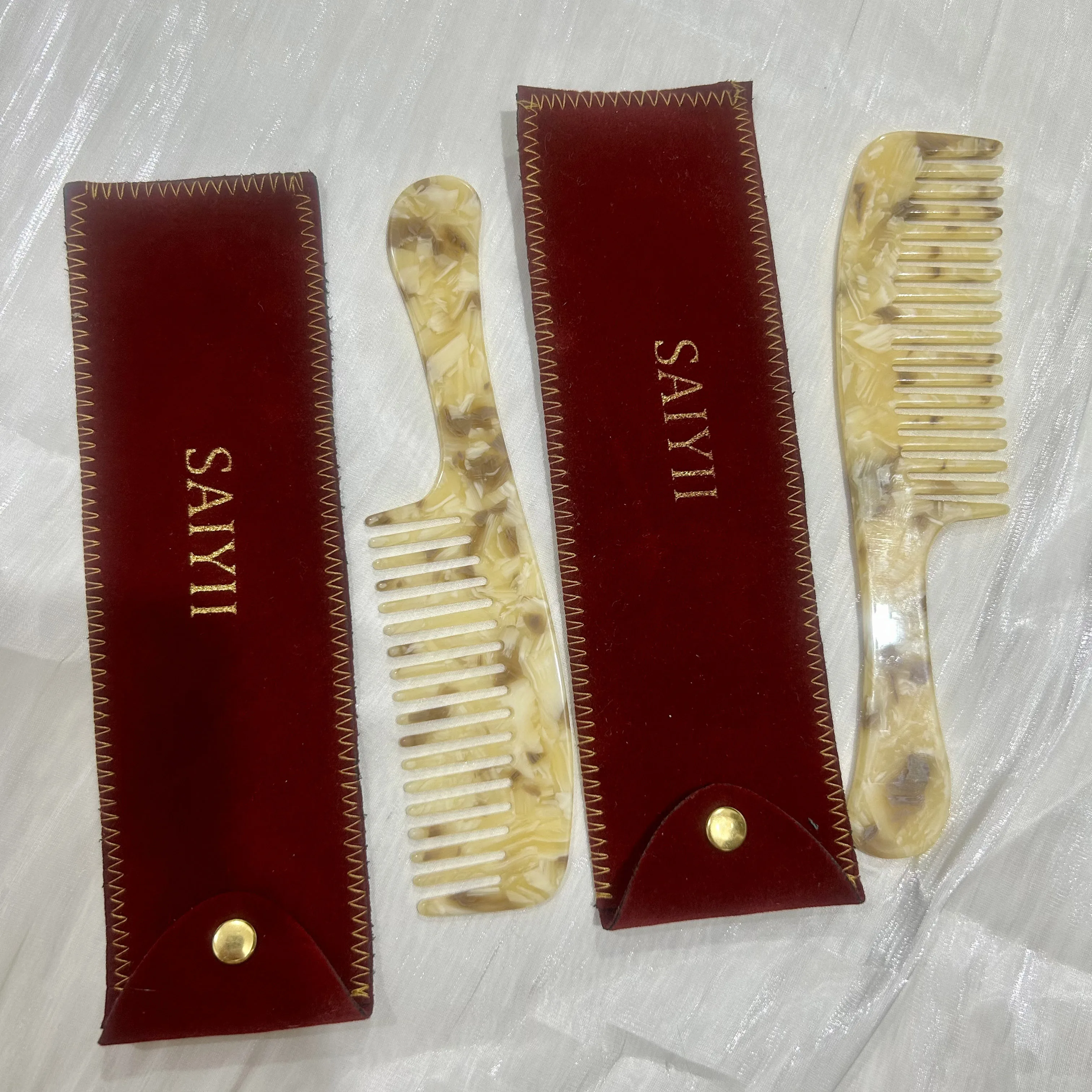 SAIYII Custom Logo 4mm Thickness Cellulose Acetate Hair Comb