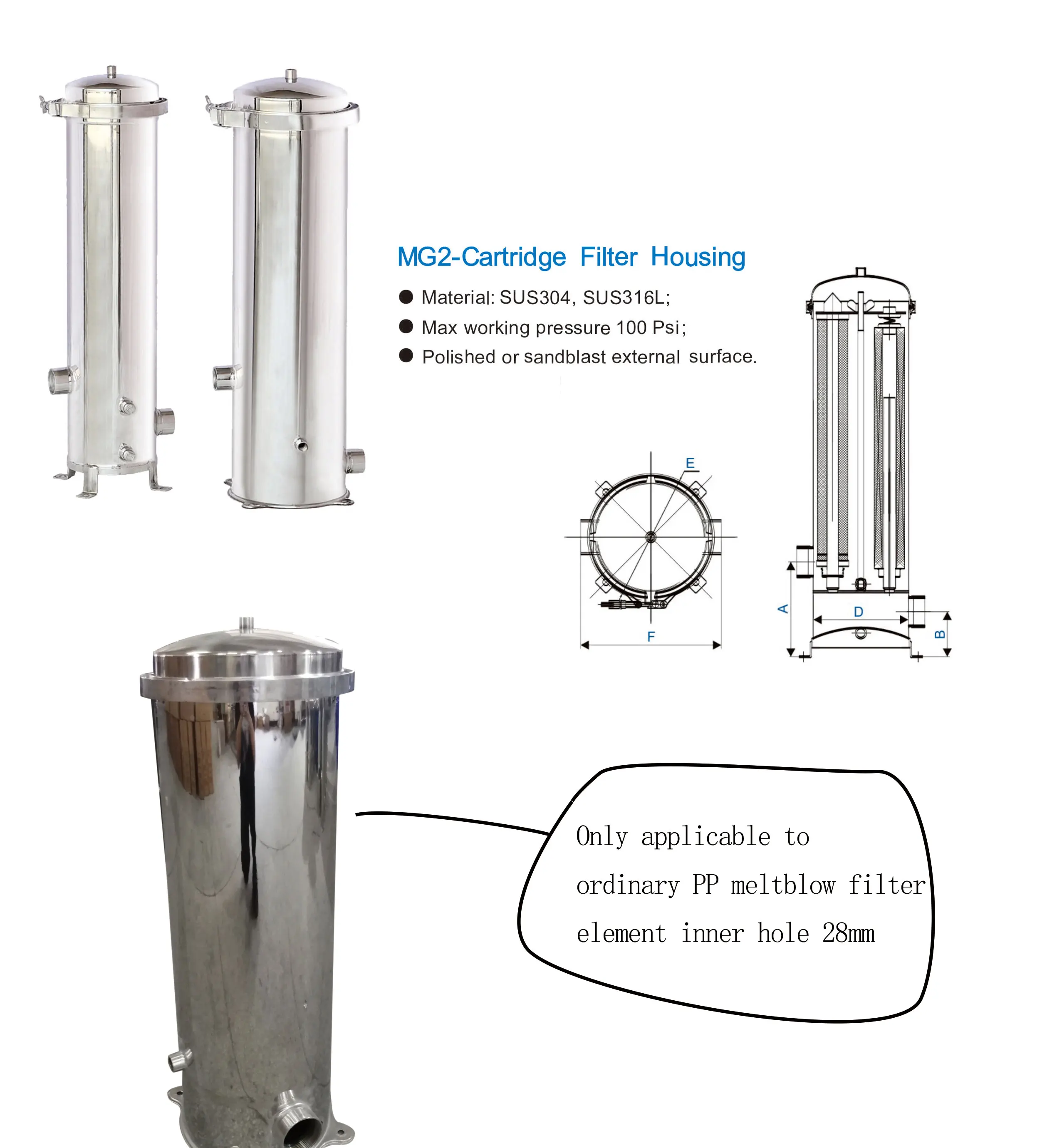 Stainless Steel Water Filter Housing Pp Melt Blown Filter Cartridge 3 ...