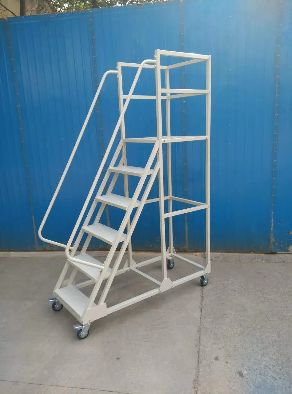Rolling Warehouse Ladder On Wheels - Buy Steel Warehouse Rolling Ladder ...