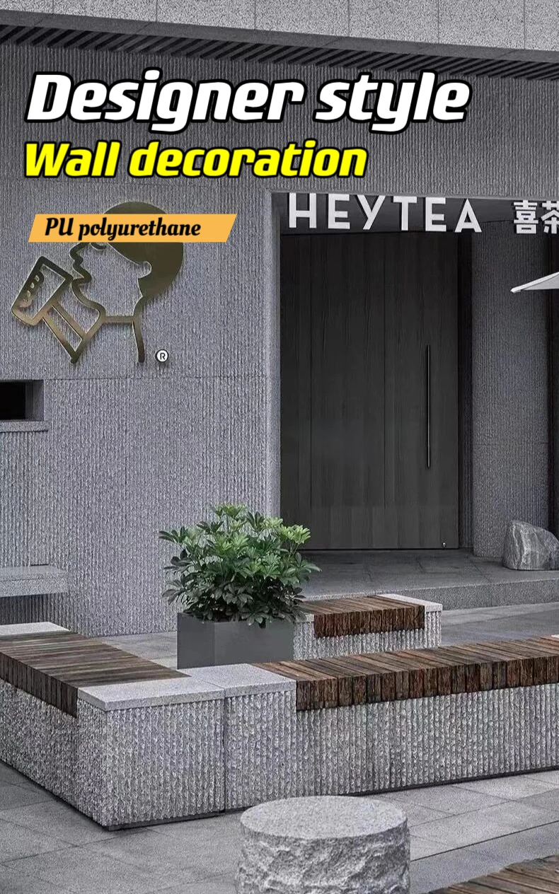 Thin Building Finishing Material Polyurethane Stone Wall Panel Pu Wave ...