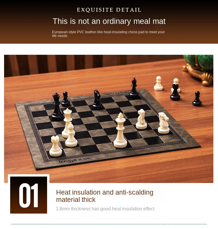 Chess Board Mat Pu Double-sided Leather Heat Insulation Chessboard ...