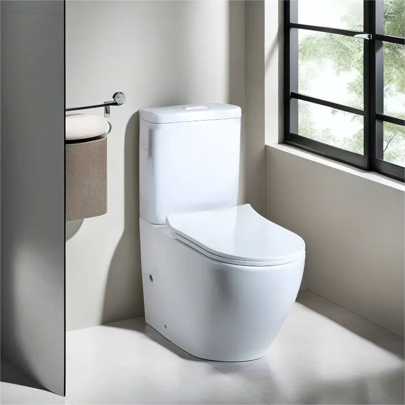 Floor Mounted Porcelain Rimless P-trap Ceramic Wc P Trap 2 Piece Toilet ...