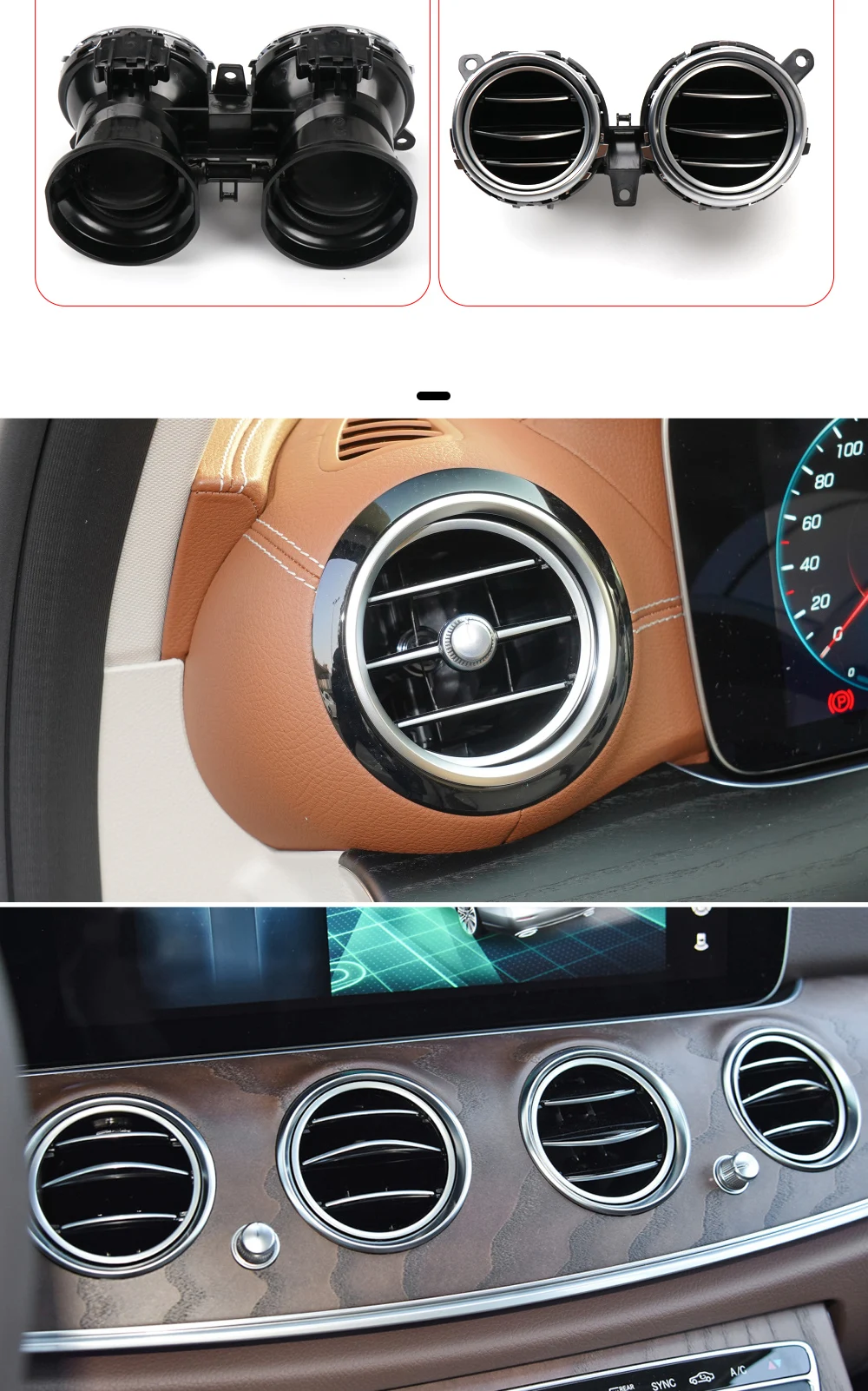 กระจังหน้ารถยนต์แดชบอร์ดแอร์ Ac Vent ชุดสมบูรณ์สำหรับ Mercedes Benz E ...