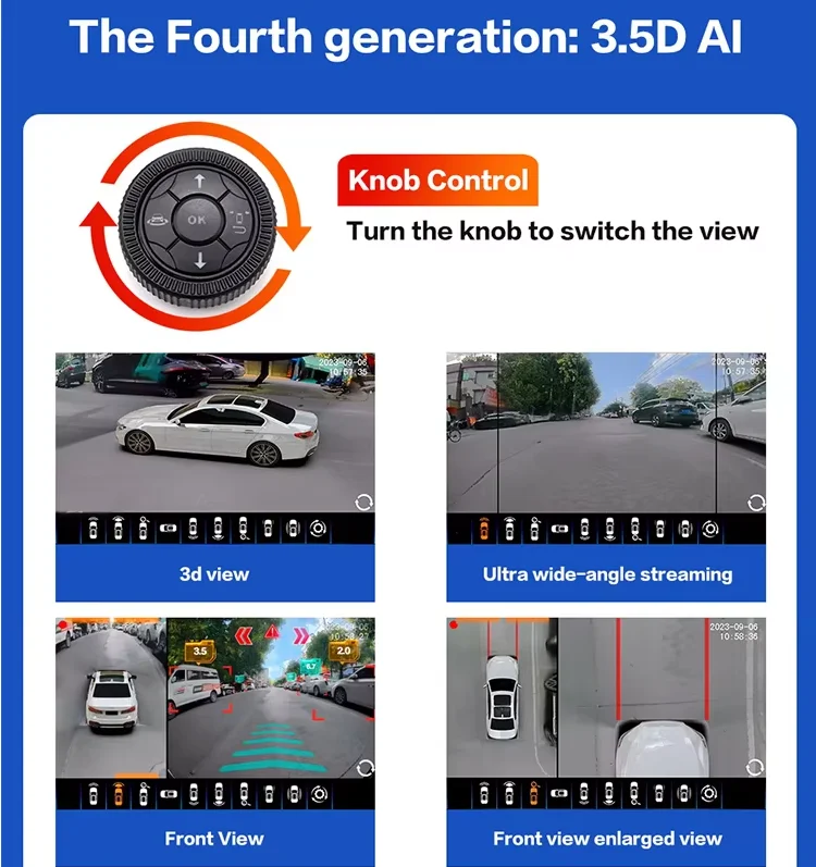 Hongrui 3.5D AI 360 View Car Camera System - UHD & G-sensor