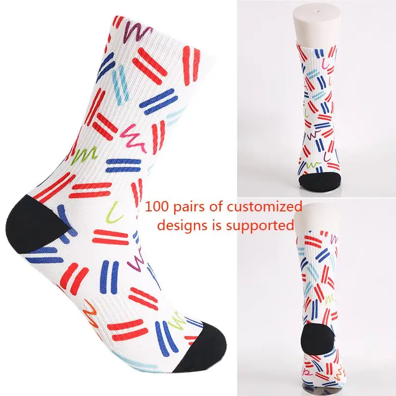Mid-tube Sports Socks 360-degree Digital Printed Cotton Socks Running ...