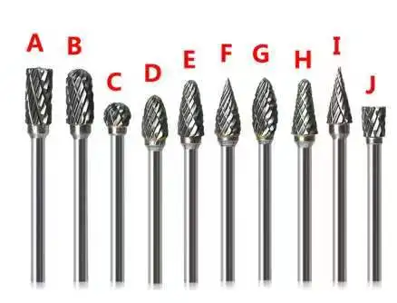 Rotary Point Burr Set Die Grinder Bit with 10mm Shank Tungsten Carbide ...