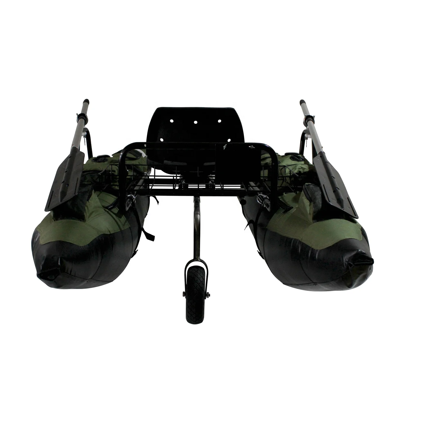 Inflatable Pontoon Boat with Transport Wheel - 400lbs Capacity