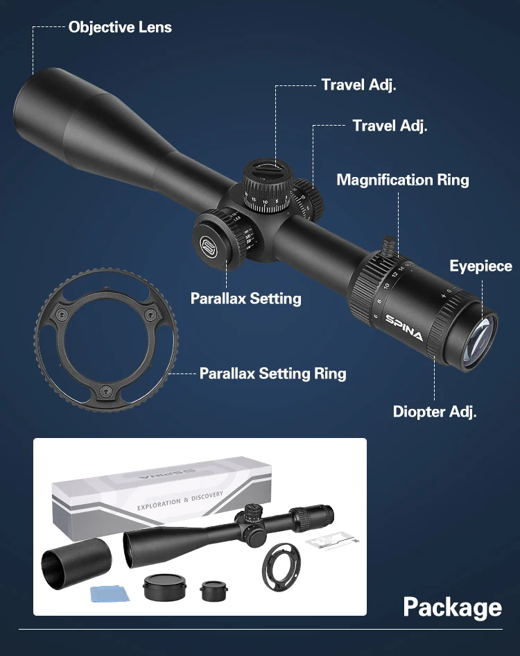 SPINA OPTICS High Power 6-24x50 FFP Tactical Scope Waterproof Aluminum ...