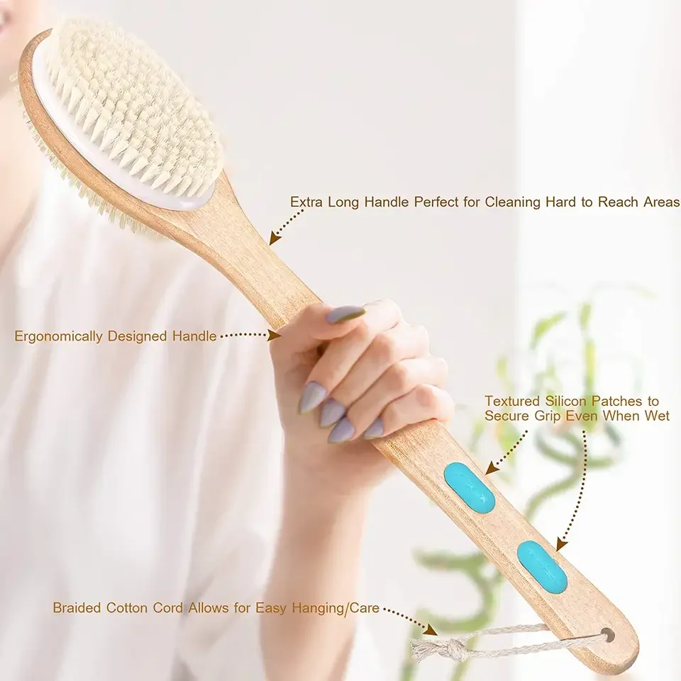 100% Silicone Shower Brush Long Handle Back Massage Bath Brush For Back ...