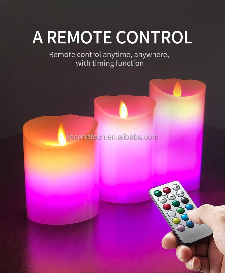 Real Wax Electric Flameless Candle Remote Controlled Flameless Led ...